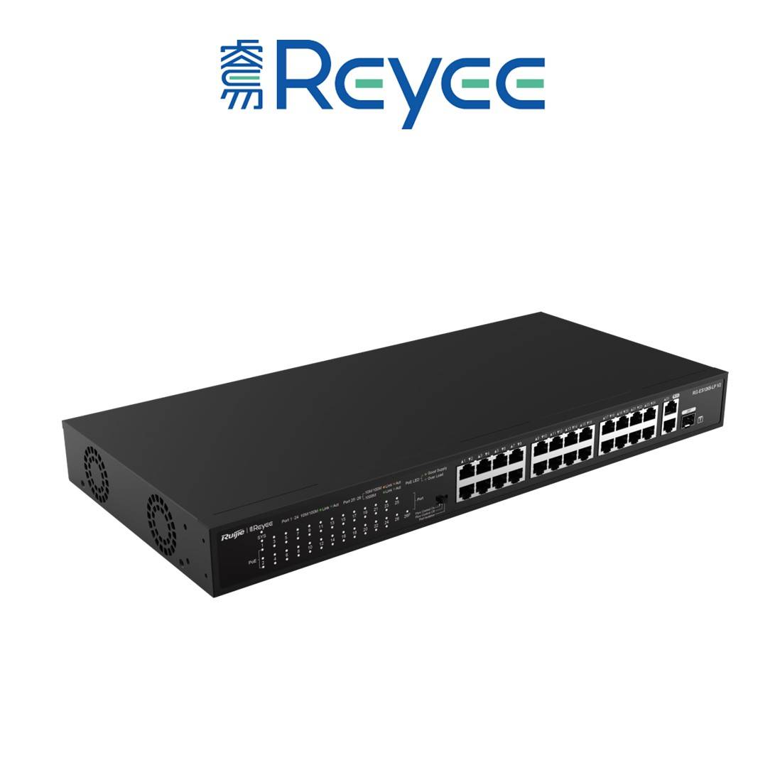 REYEE 24-PORT FAST ETHERNET POE (180W) UNMANAGED SWITCH, 24 FE, 2 GE ...