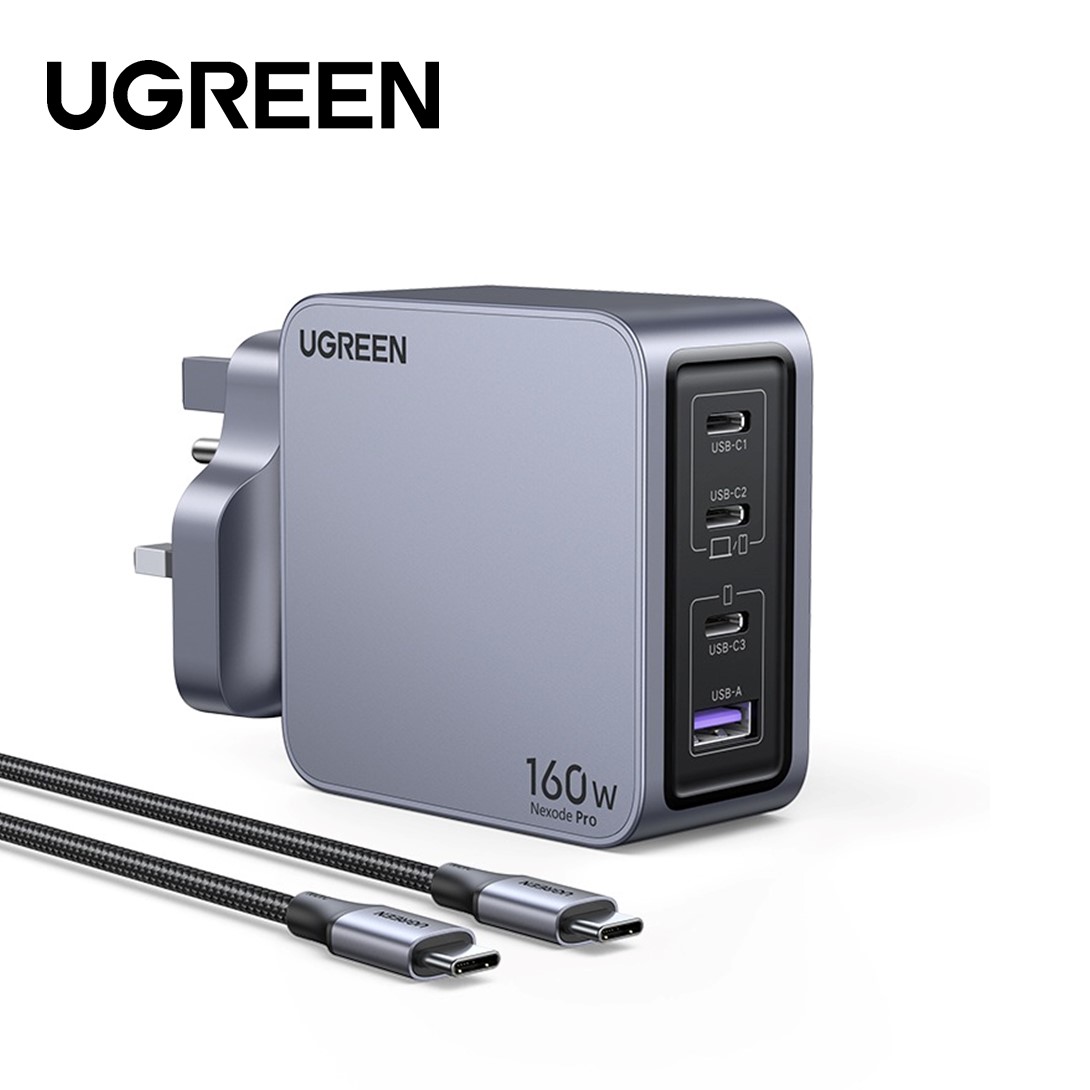 UGREEN NEXODE PRO 160W 3C1A GAN FAST CHARGER + USB-C TO USB-C CABLE 240W 1.5M